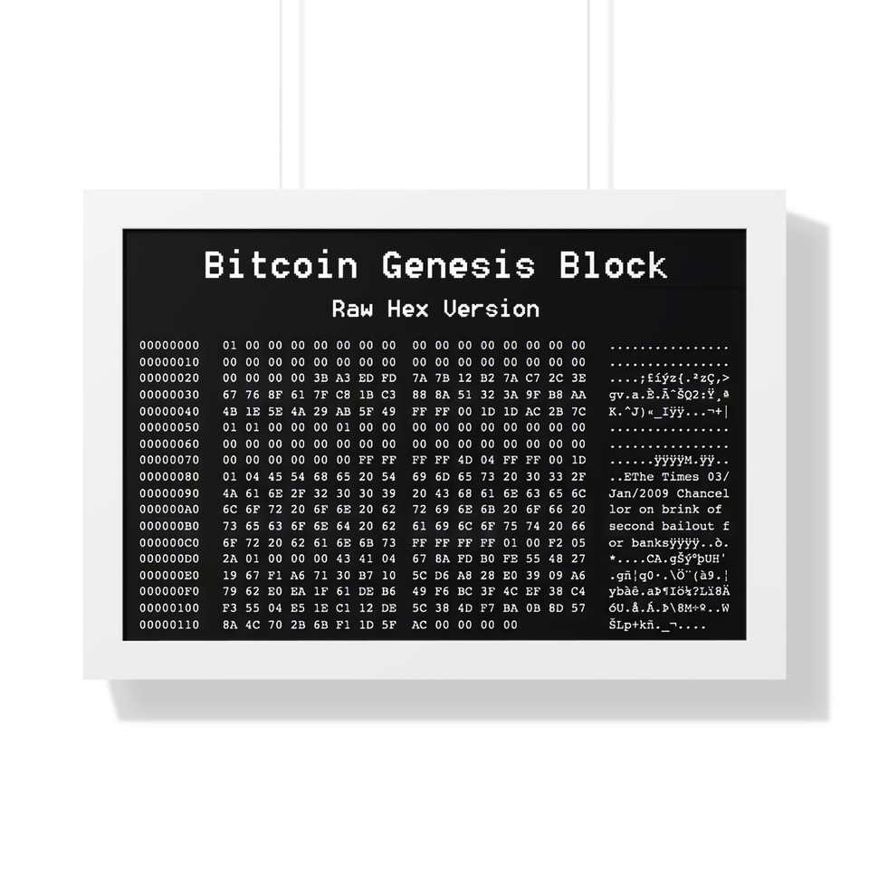 Bitcoin Genesis Block Poster - Crypto Art Wall Decor for Bitcoin ...