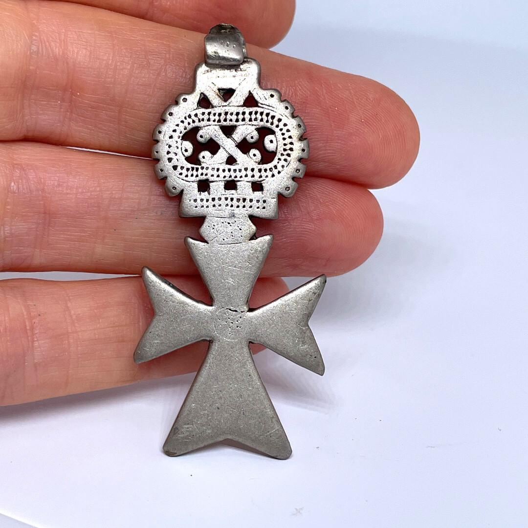 VICTORIAN Silver Antique Coptic Cross Ethiopia Religi… - Gem
