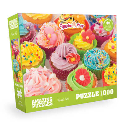 AMAZING PUZZLES 1000 Piece Jigsaw Puzzle 19x27in with Poster - Cupcakes ...