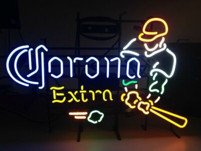 Corona Extra Baseball Beer Player 24"x20" Neon Light Sign Lamp Bar Open ...