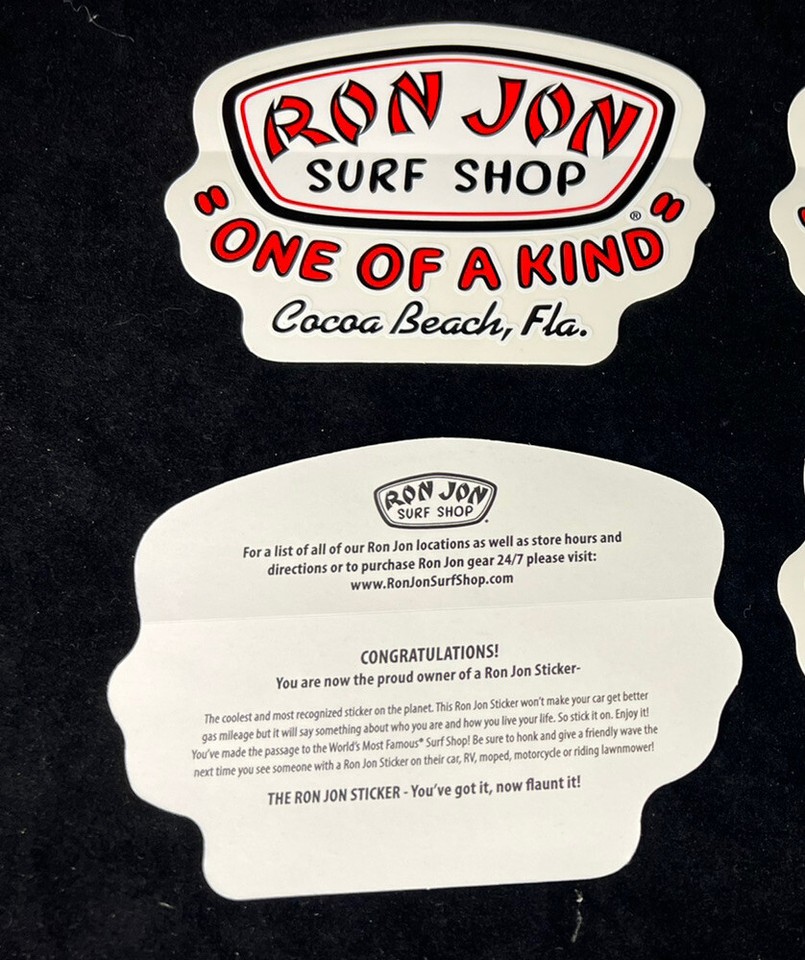 Ron Jon Surf Shop Cocoa Beach Florida Decal Bumper Sticker “One Of A ...