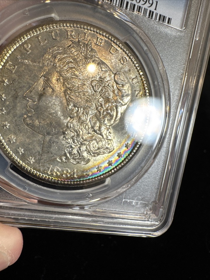 1881-S Morgan Silver Dollar. Rainbow Obverse! Beautiful Colors. PCGS ...