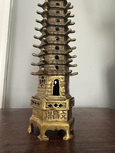 8.5 InchesChinese Bronze Nine Layers Wenchang Tower stupa pagoda ...