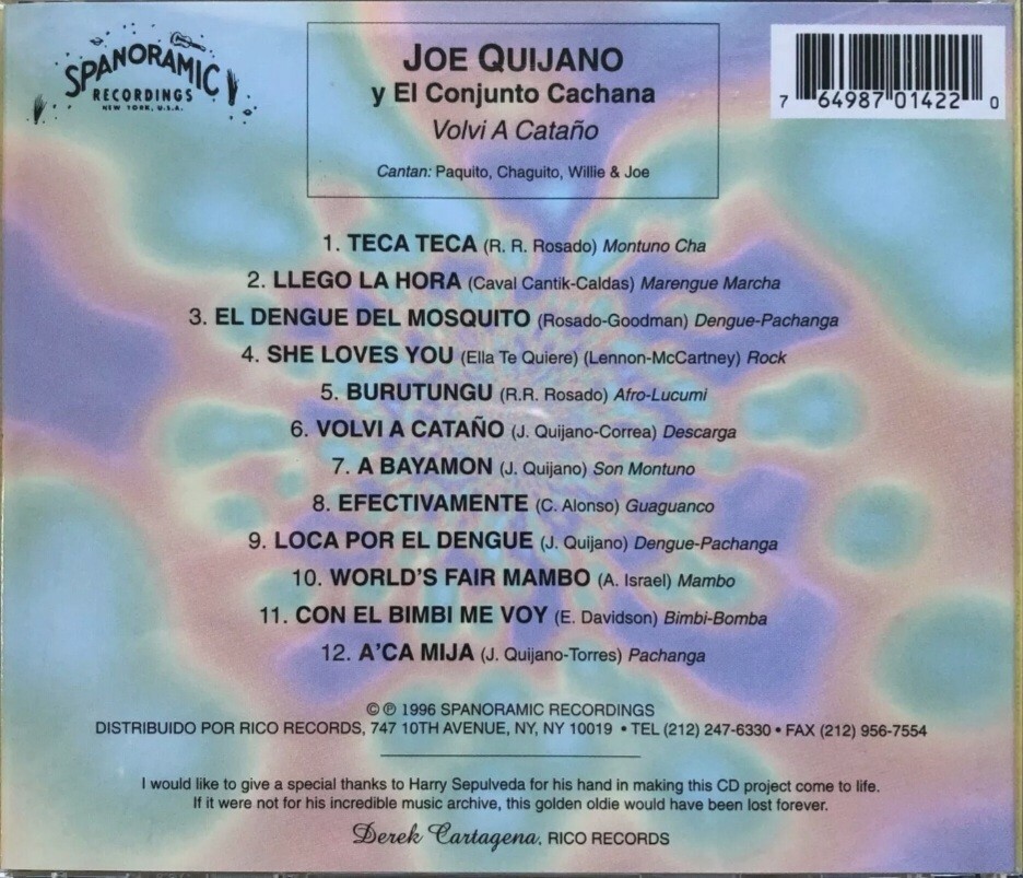 JOE QUIJANO Y EL CONJUNTO CACHANA VOLVI A CATAÑO CANTAN PAQUITO GUZMAN ...