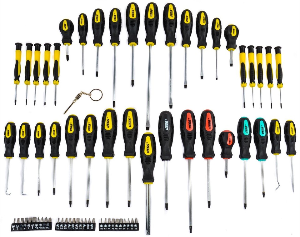 JEGS 69-pc Magnetic Screwdriver set Awls Torx Square Phillips Slotted ...