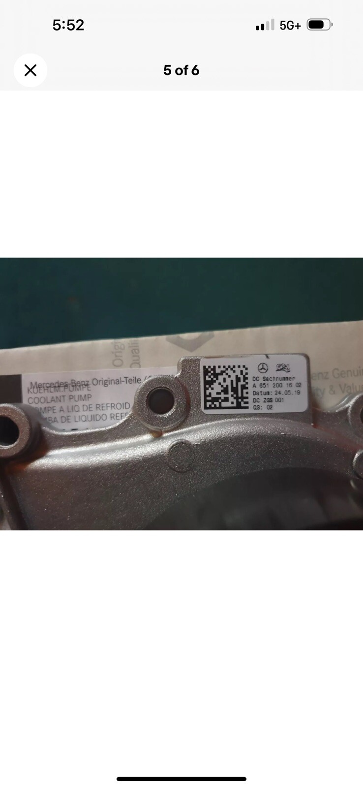 Brand New Genuine Mercedes-Benz Sprinter Engine Water Pump 6512001602 ...