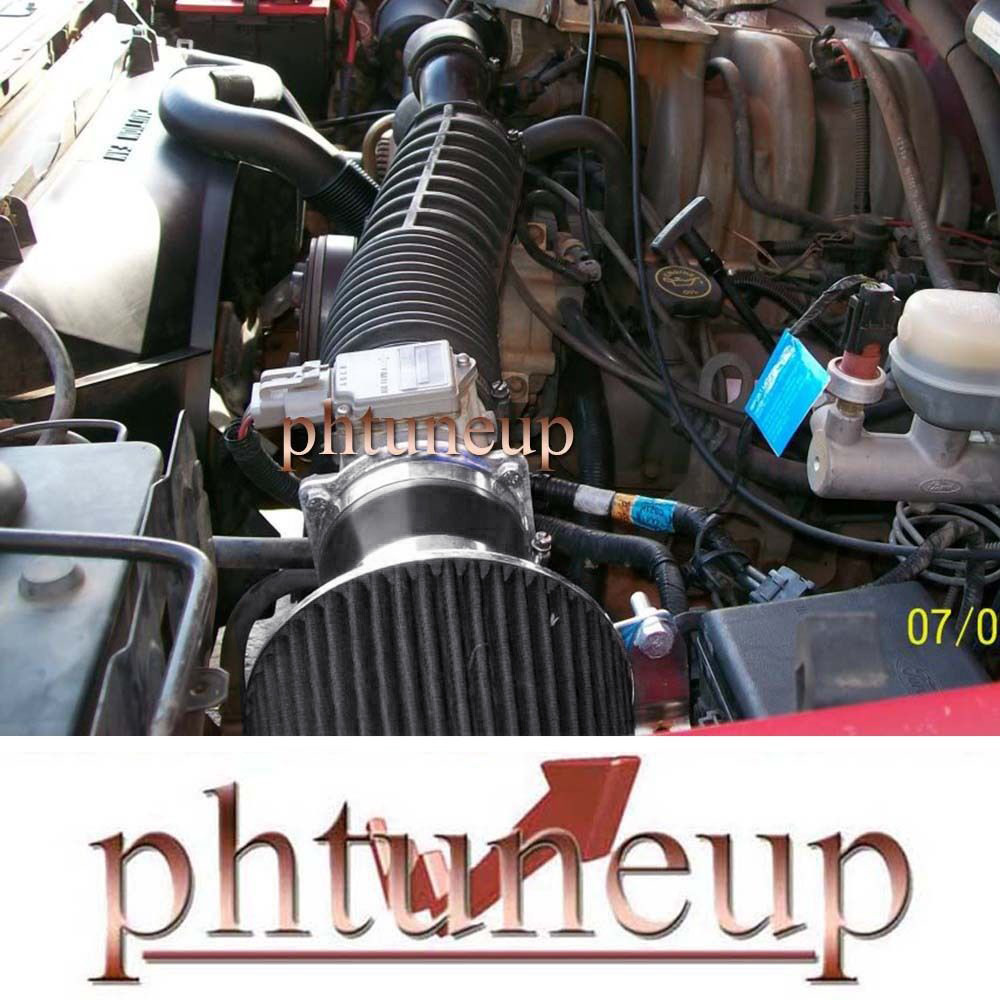 BLACK 1994-1996 FORD F150 BRONCO XL XLT 5.0 5.0L 5.8 5.8L V8 AIR INTAKE ...