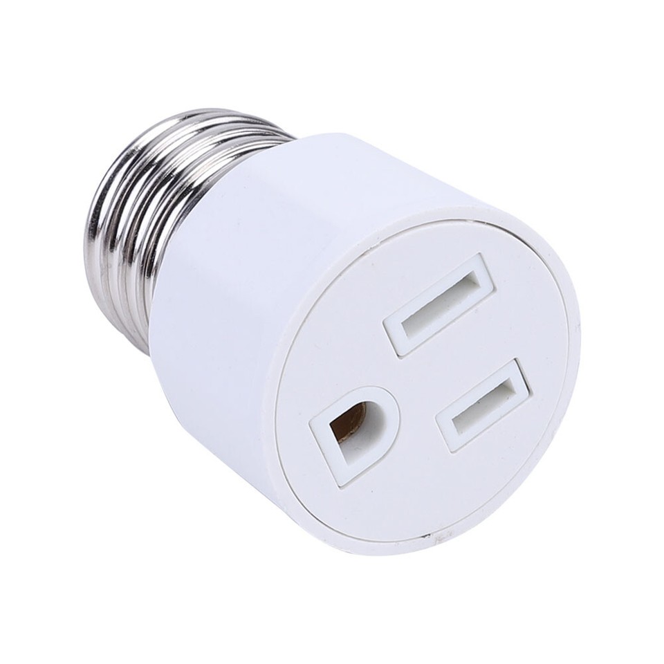 E27 Base to US Plug Light Fixture Bulb Base 3 Hole Lamp Socket Adapter ...