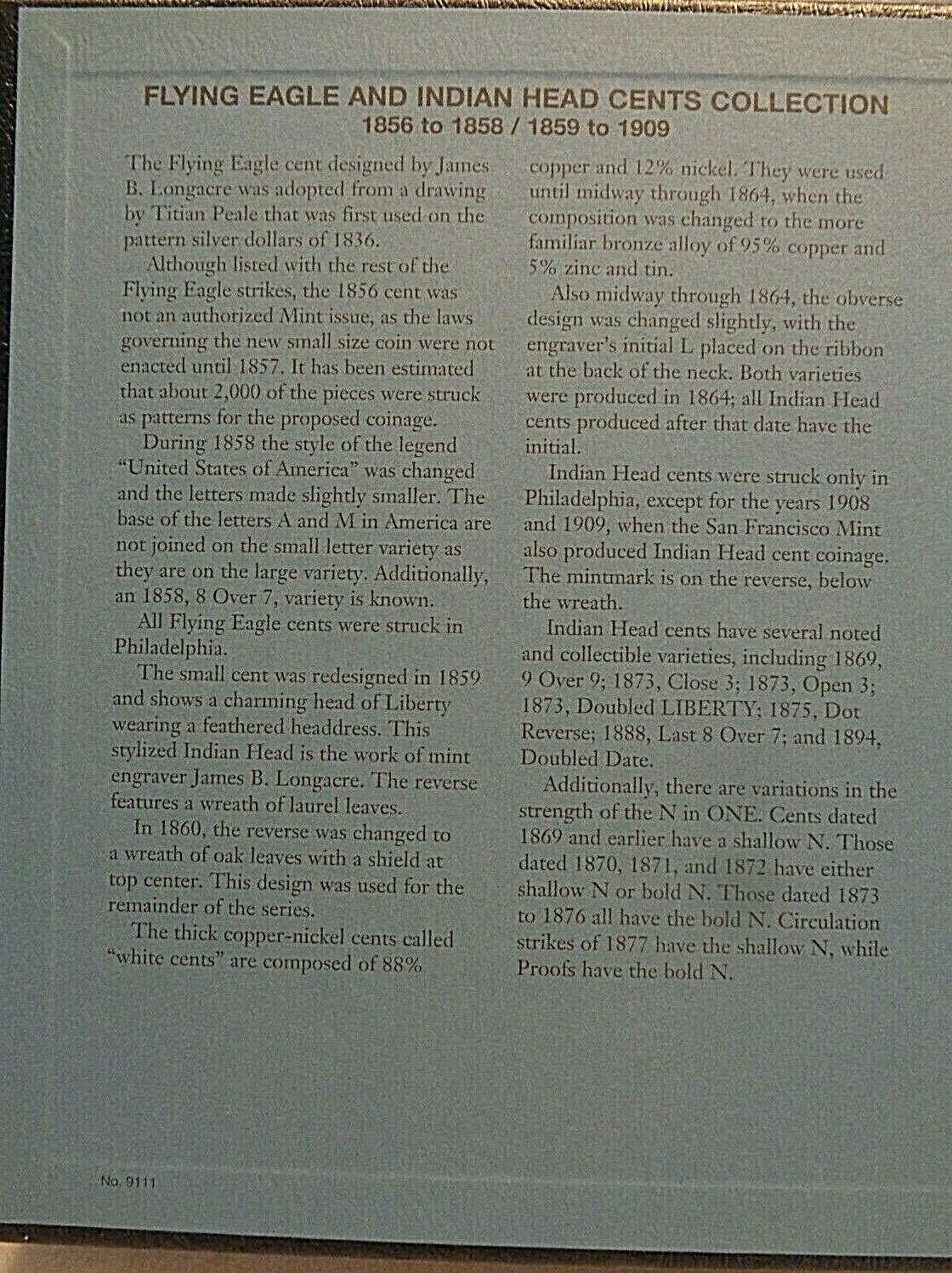 Whitman Classic Album #9111 Flying Eagle and Indian Head Cents 1856 ...