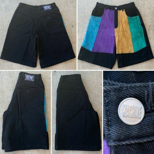 Vintage - 1990s Ganzo Black Denim '70s Inspired Hot Pants Vintage - 1990s Ganzo Black Denim '70s Inspired Hot Pants