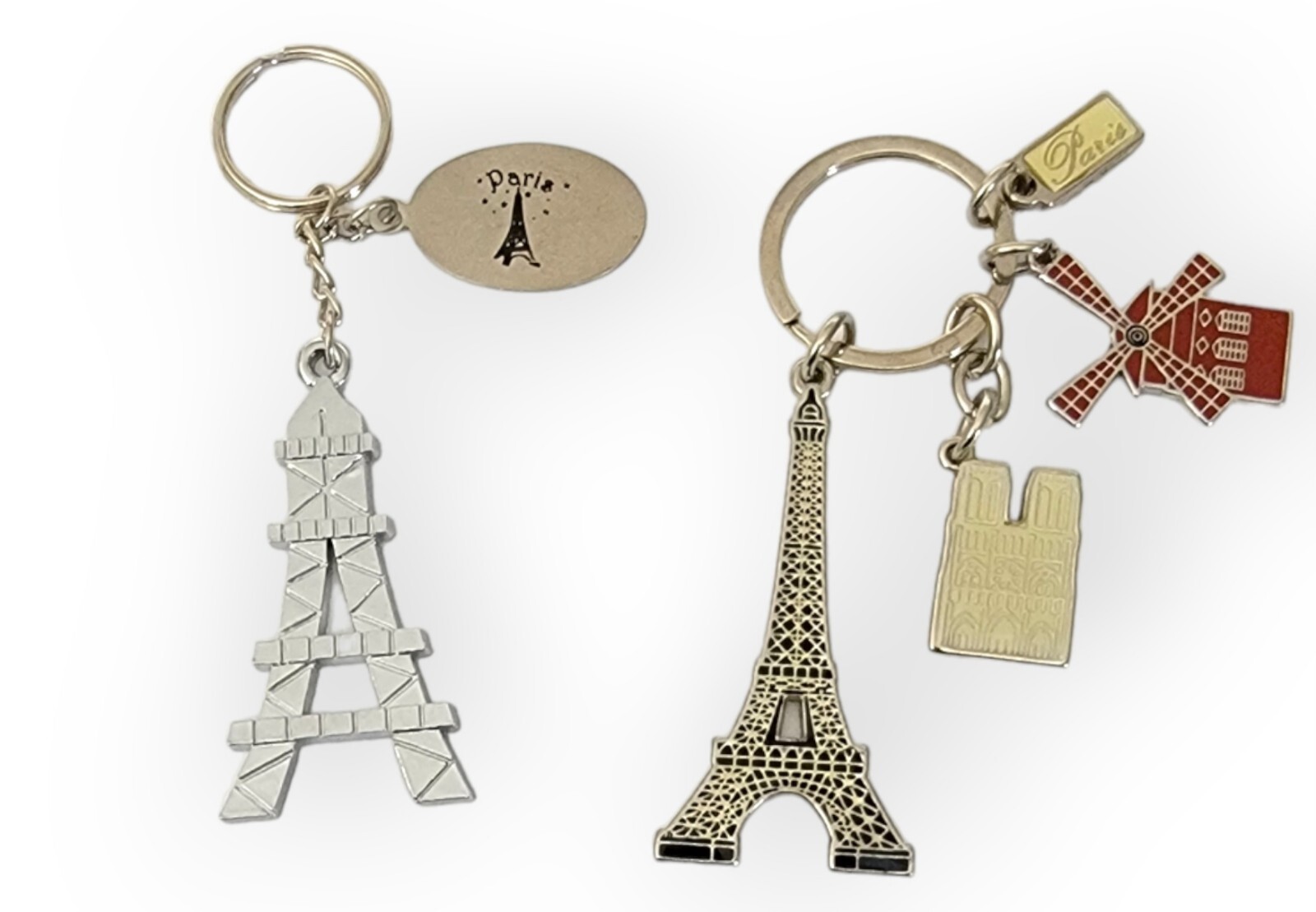 Paris France Keychain Lot-2, Silvertone Metal Enamel Charms Souvenir ...