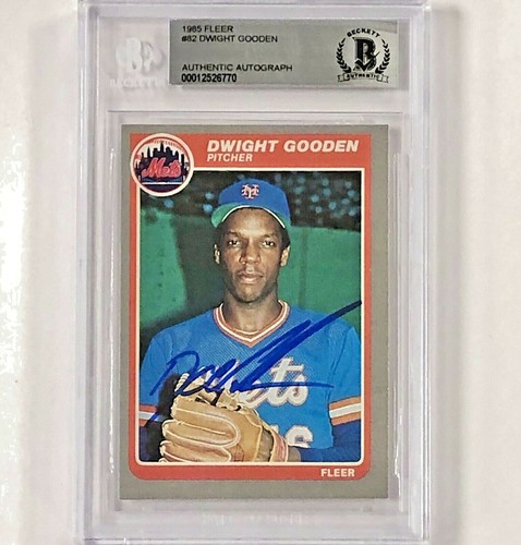 Dwight Doc Gooden autograph signed 1985 Fleer #82 RC Auto rookie card ...