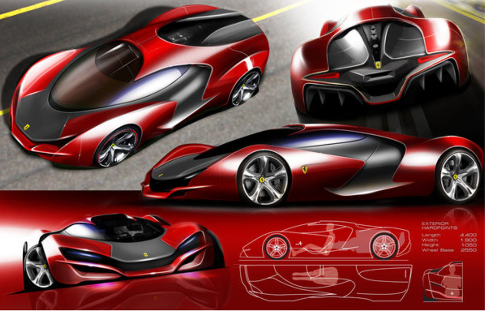 FERRARI Race Car Racing Hypercar Concept Custom Built LARGE 1:12SCALE ...