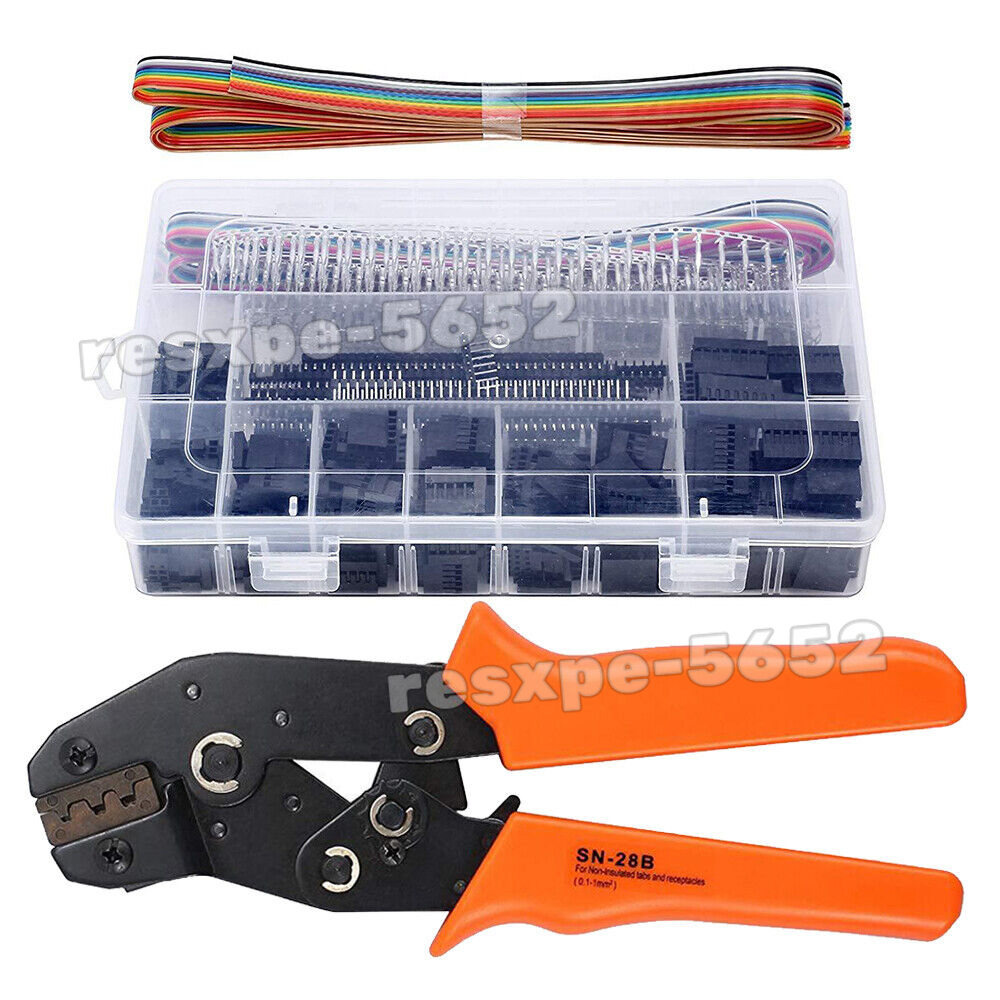 1550PCS Cable Jumper Wire Pin Header Housing Kit w/ Ratchet Crimping ...