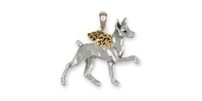 Min Pin Angel Jewelry Silver And 14k Gold Handmade Miniature Pinscher ...