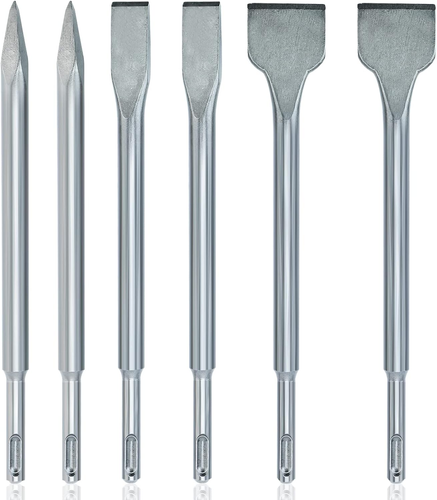 6Pcs SDS plus Hammer Drill Chisel Set: Point, Flat (20Mm, 40Mm) & Wide ...