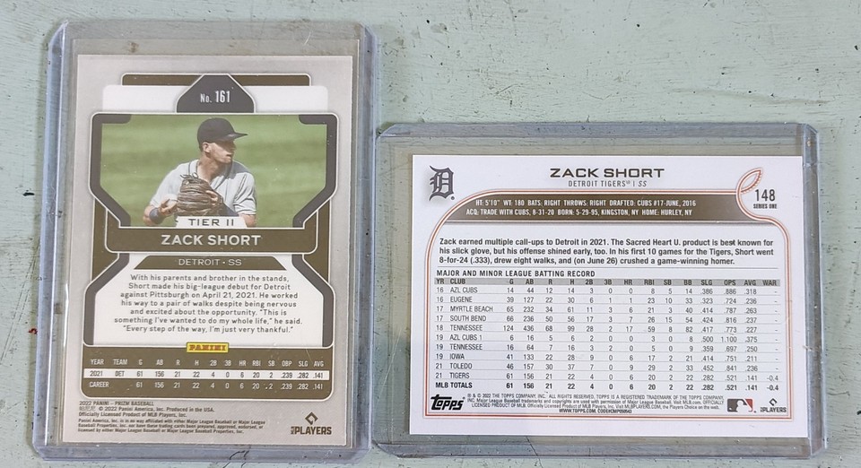 Lot Of 2 Zack Short Rookie Cards Tigers Near Mint Details In ...