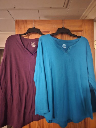 Womens JMS Just My Size 2XL 18W/20 Lot Of 2 Long Sleeve Shirts Blue And ...