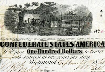 HGR SUNDAY 1862 $100 Confederate - Train ((1of2 Consec#)) Appears ...