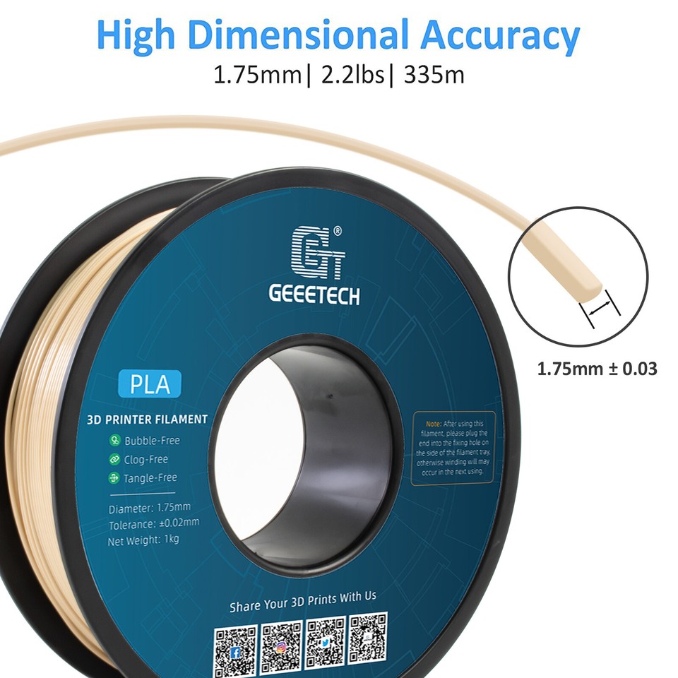 Geeetech PLA Bone White Filament 1.75mm 1KG Easy-to-Use from UK for 3D ...