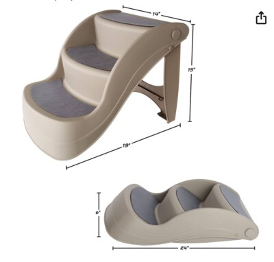 PetMaker 14 Inch Wide Nonslip Foldable Pet Stairs 3 Steps 14 In High | eBay