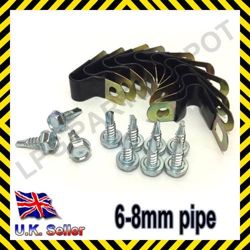 P-CLIPS 6mm-8mm COPPER PVC PIPE SET with screws gas propane caravan car ...
