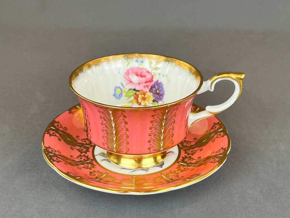 Paragon PINK & GOLD CABBAGE ROSE Footed Cup and Saucer Set by Reg ...