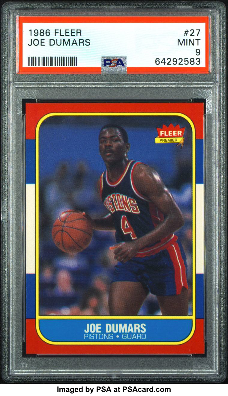 PSA 9 MINT 1986 FLEER JOE DUMARS #27 PISTONS ROOKIE RC 92583 SDB1 | eBay