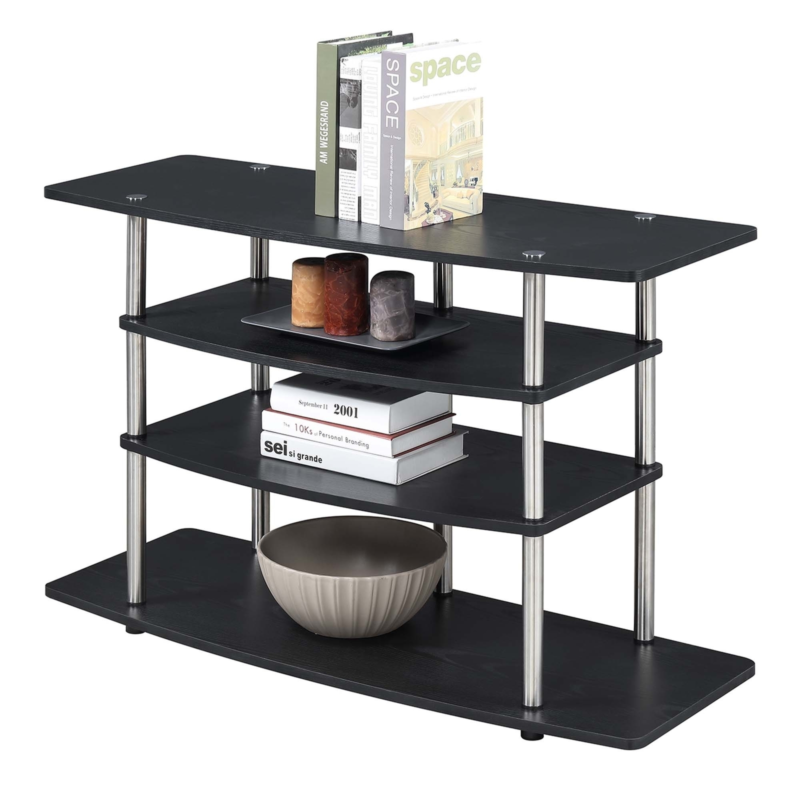Ergode Designs2Go No Tools Wide Highboy 4 Tier TV Stand - Black | eBay