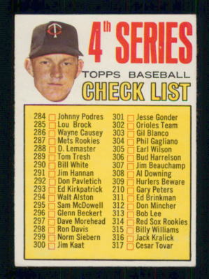 1967 TOPPS BASEBALL # 278 CHECKLIST UNMARKED 8180 | eBay