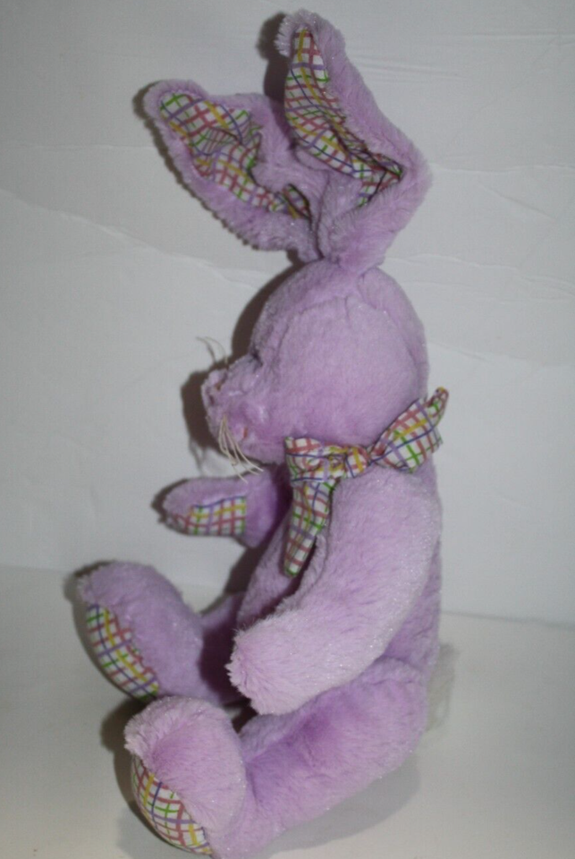Ganz Pitter Patterns Easter Bunny Rabbit HE9432 Purple Plush Plaid Ears ...