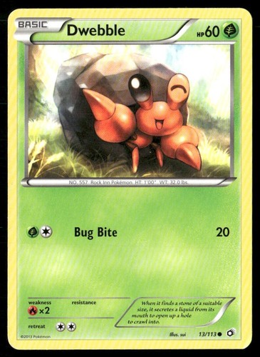2013 Legendary Treasures Set Pokemon Card 013 Dwebble LP | eBay