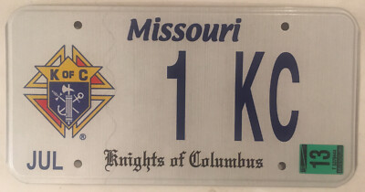 KNIGHTS COLUMBUS license plate Service One All KofC McGivney Squire ...