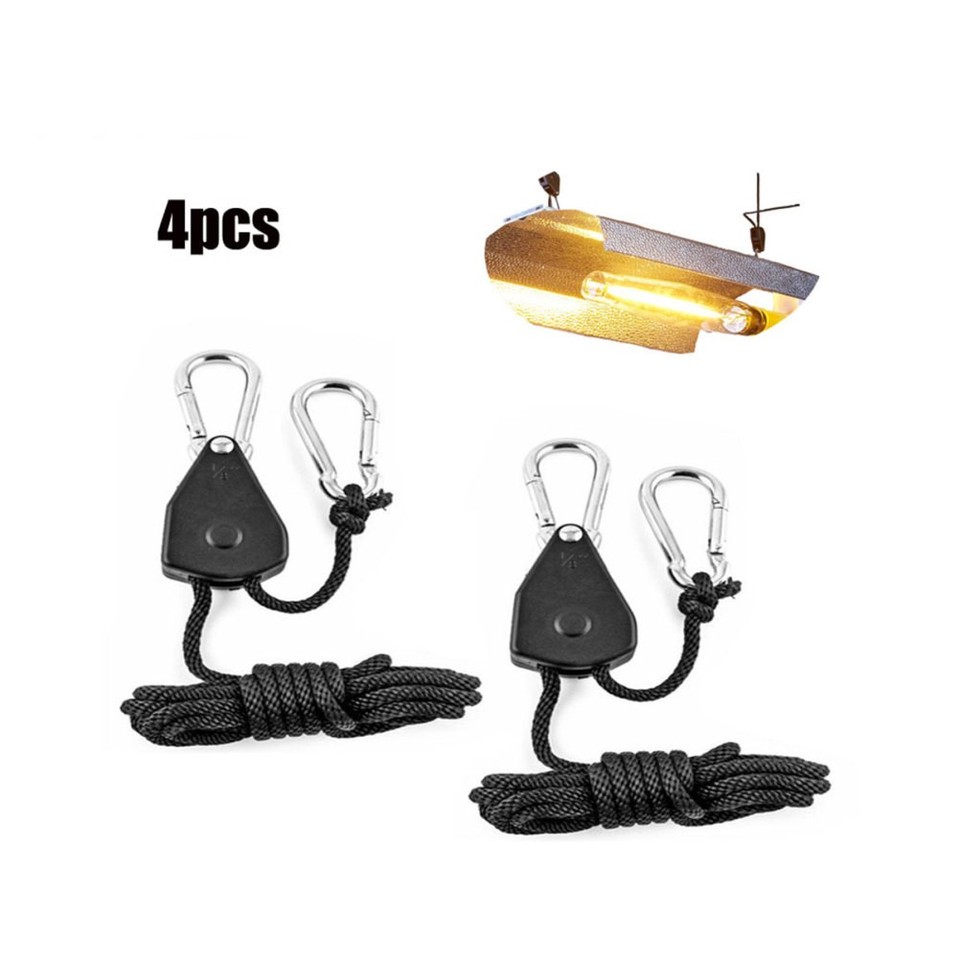 4 Pcs Ratchet Style 1/8 Inch Adjustable Grow Light Rope Hangers Nylon ...