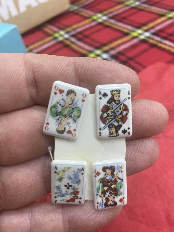 782 Vintage Playing Card Porcelain Buttons 2 X 4 Unused Rare Vintage ...