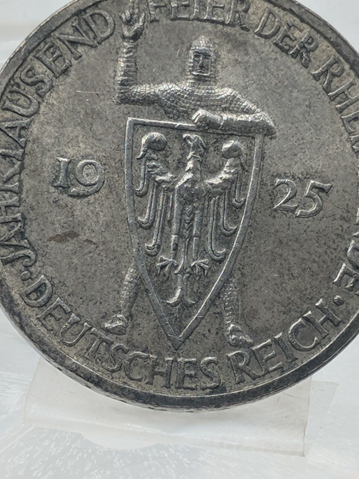 1925 G GERMANY Weimar Republic EAGLE ANTIQUE Silver 3 Reichs Mark Coin ...