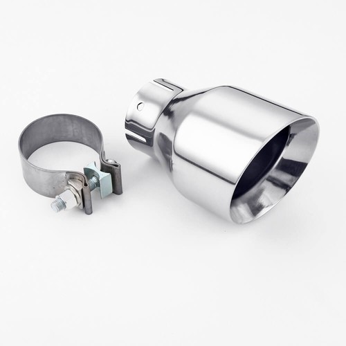 2.5" Inlet Round Exhaust Tip Slant Cut 4" Outlet Stainless Steel With ...