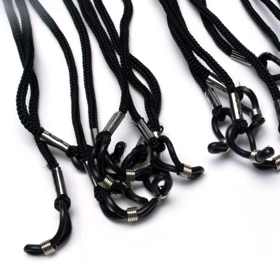 6 pack Black Anti-slip Nylon Eyeglass Strap Glasses Holder Eyewear Neck ...