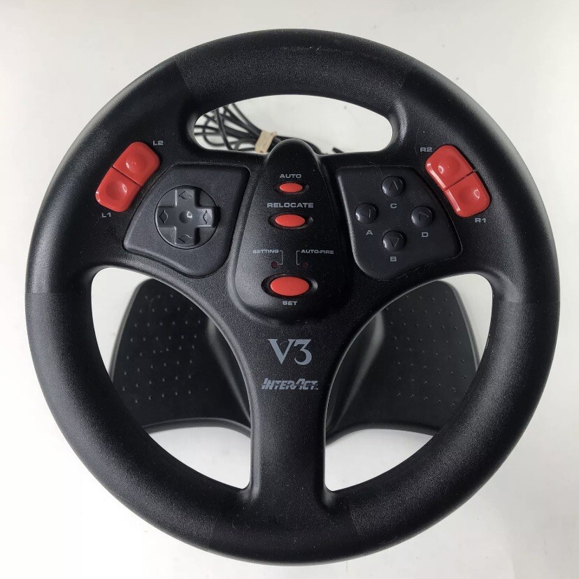 Playstation PS1 PS2 V3 fx INTERACT Racing Steering Wheel SV-1119 | eBay
