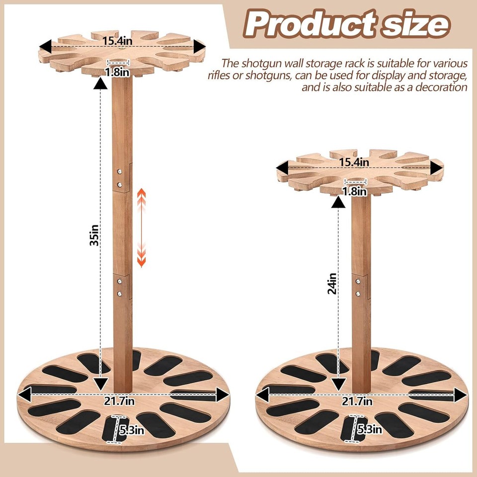 Wooden Gun Rack Holds 12 Guns Display Storage Holder Indoor Vertical ...