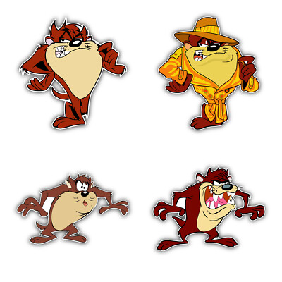 Taz Cartoon Set Of 4 Vinyl Sticker Decal - 5'' longer side ID:2 | eBay