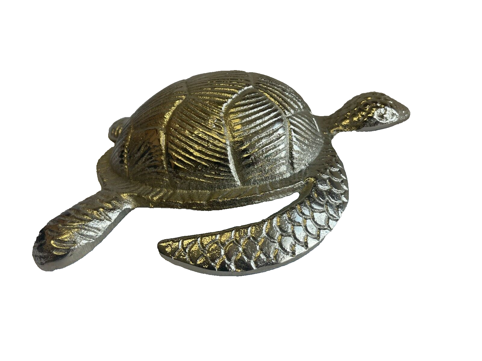 flashy BIG metal Turtle Statue Silver color home decor GREAT quality ...