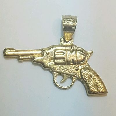 10k Yellow Gold pistol Hand Gun Pendant Charm 18 mm long | eBay
