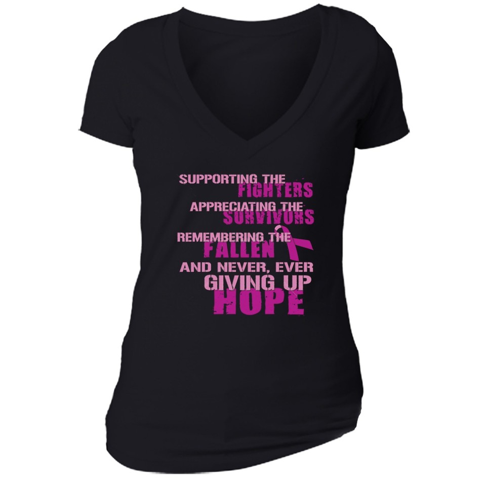 Breast Cancer awareness PINK Ribbon survivor support, Women Vneck T ...