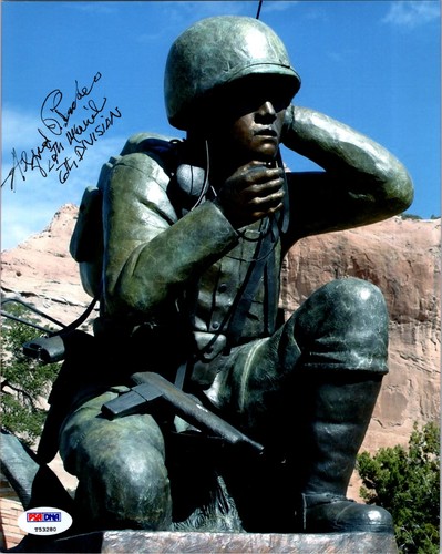 ALFRED PEACHES NAVAJO CODE TALKER STATUE HAND SIGNED 8X10 PSA COA ...