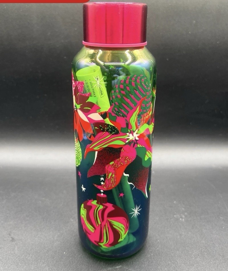 Starbucks Holiday Christmas 2023 Festive Glass Tumbler Water Bottle ...
