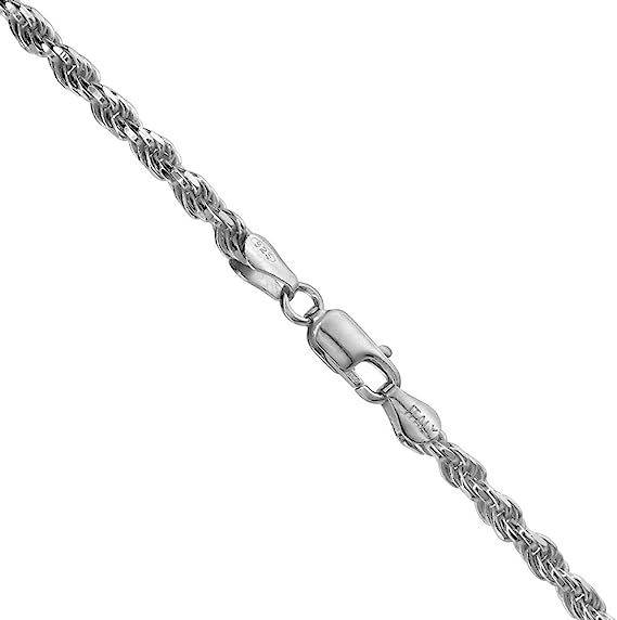 3mm Sterling Silver D/C Rope Chain Necklaces Bracelets Handmade Italy 7 ...