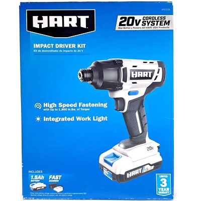 Hart HPID02B 20-Volt Cordless Impact Driver Kit (1.5ah Battery ...