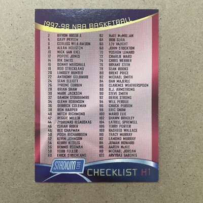 1997-98 Topps Stadium Club Checklists Checklist #H1 | eBay