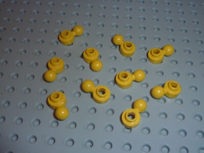 10 x LEGO Yellow Plate 1x1 Round with Towball Réf 3614 Set 340/218/258 ...